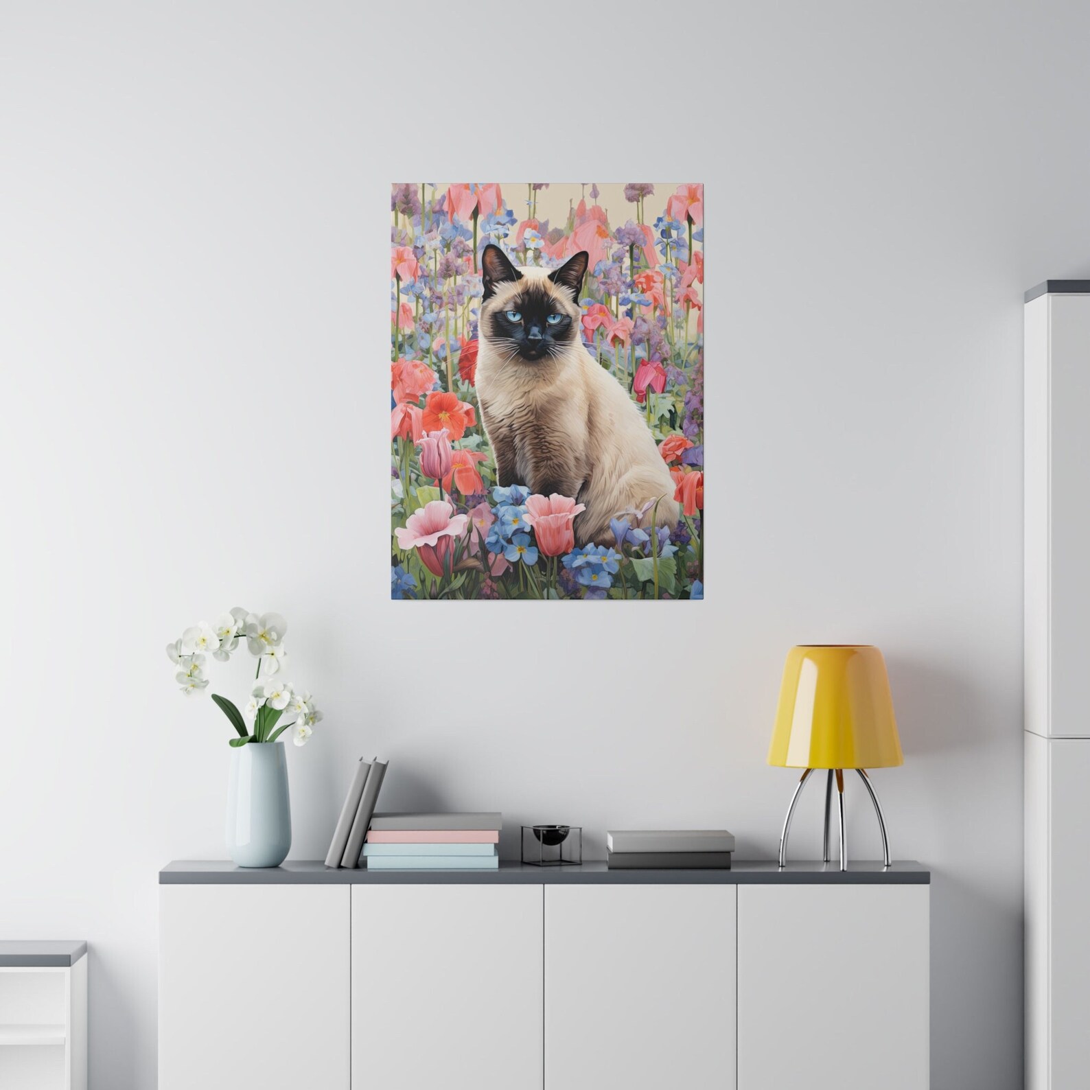 Watercolor Siamese Cat Canvas Siamese Cat Art Siamese Cat Office Art ...