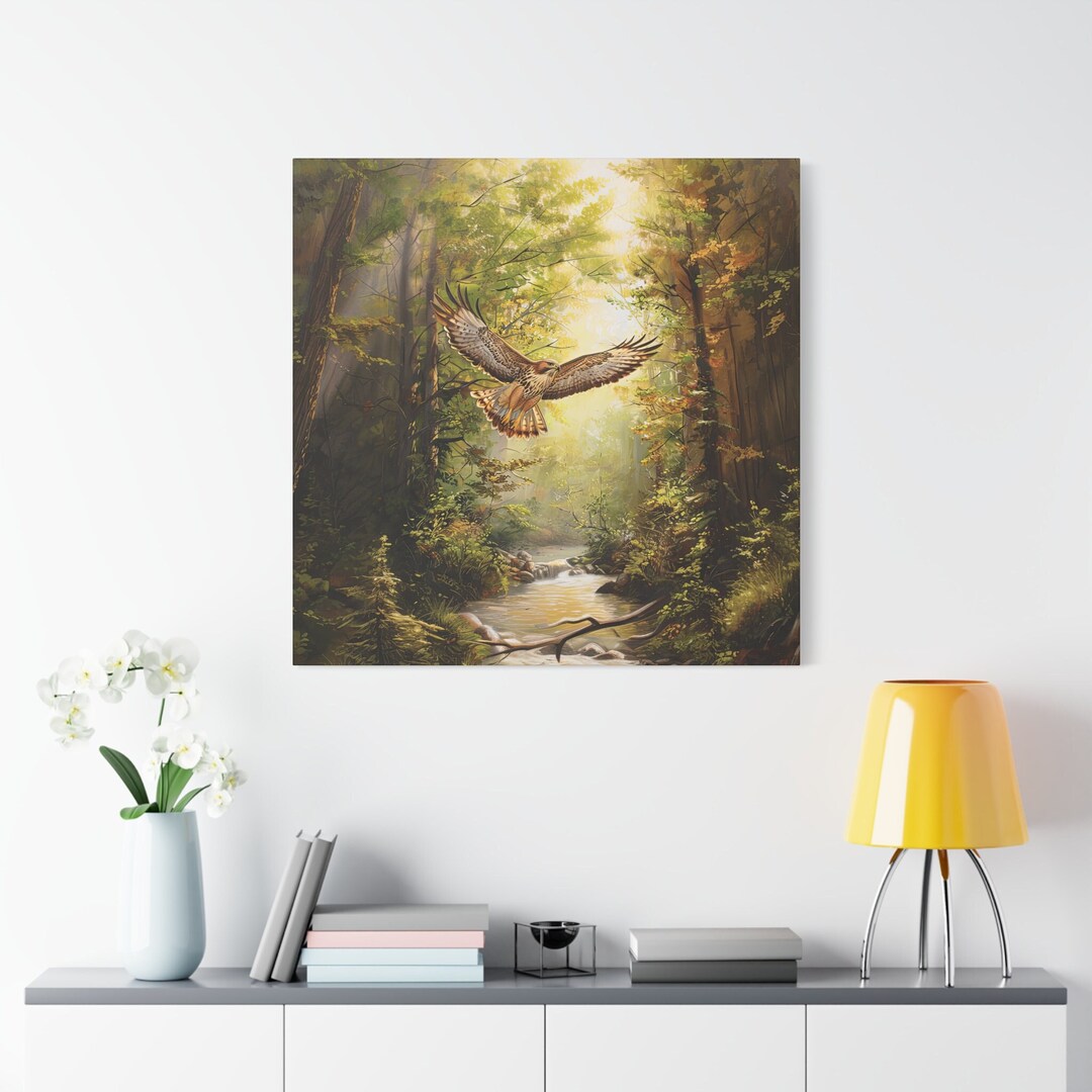 Hawk Art Canvas Print Hawk Wall Art Hawk Print Hawk Canvas Hawk Home ...