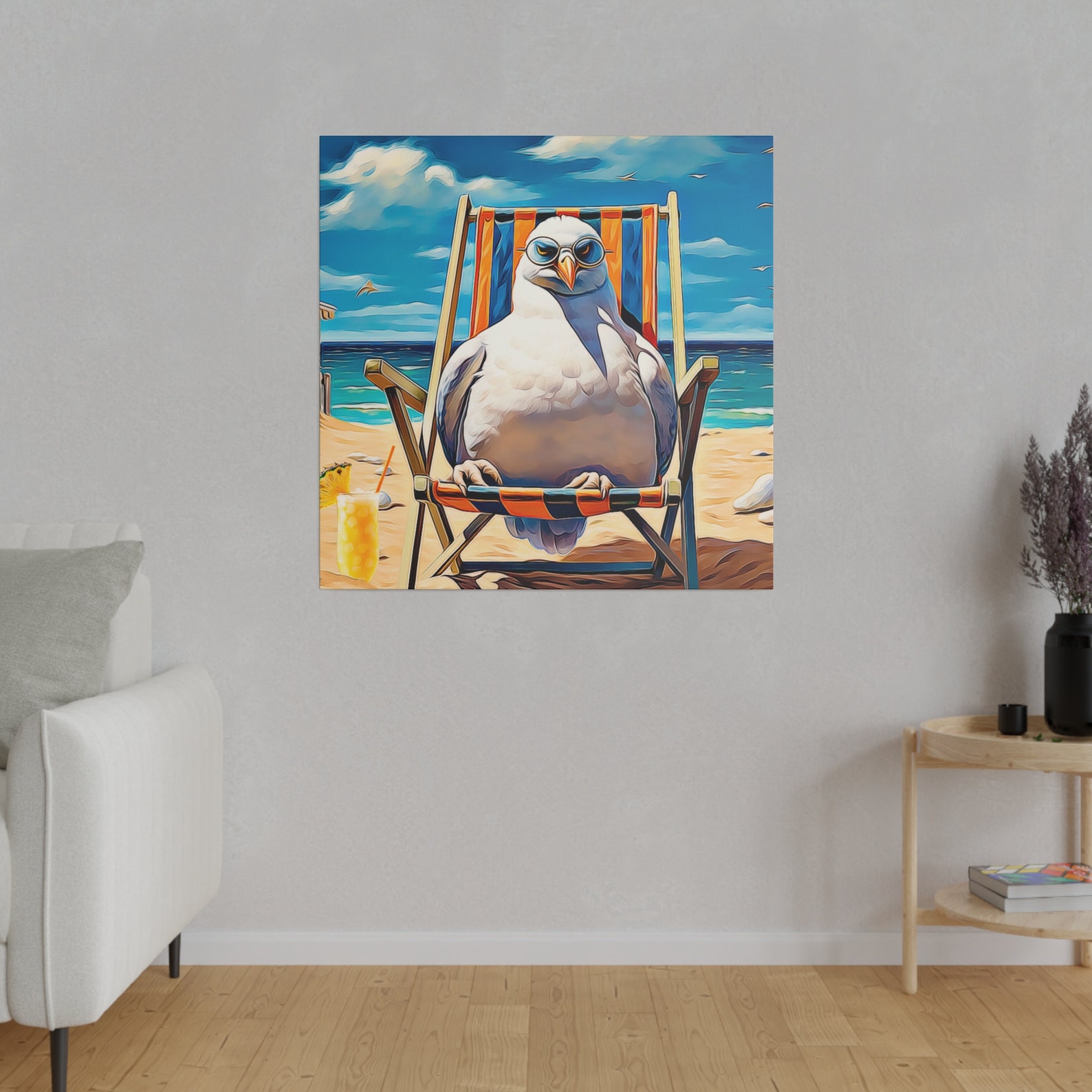 Fun Beach Seagull Canvas Print Seagull Bird Wall Art Seagull Beach ...