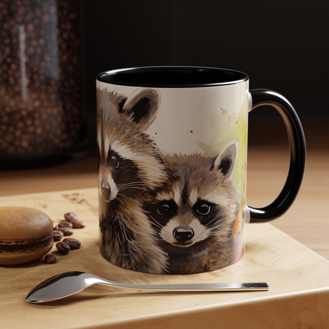Watercolor Raccoons Coffee Mug, 11 and 15 Oz. Raccoon Mug Raccoon ...