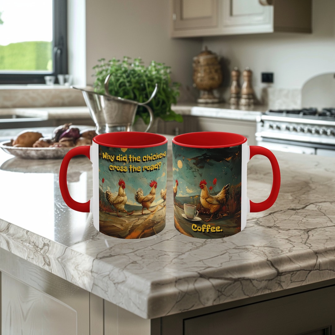 Funny Chicken Coffee Mug Ceramic 11 and 15 Oz. Funny Chicken Coffee Cup ...