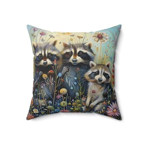 Beautiful Raccoon Faux Suede Pillow, Raccoon Decor Home Decor, Cabin ...