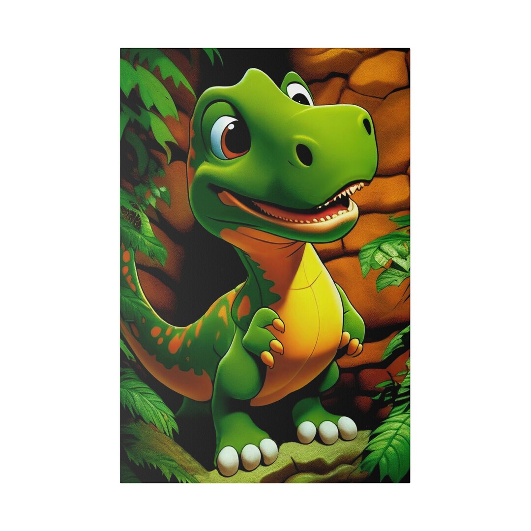 Green Dinosaur Wall Art Canvas Green Dino Gift for Kids Dinosaur Baby ...