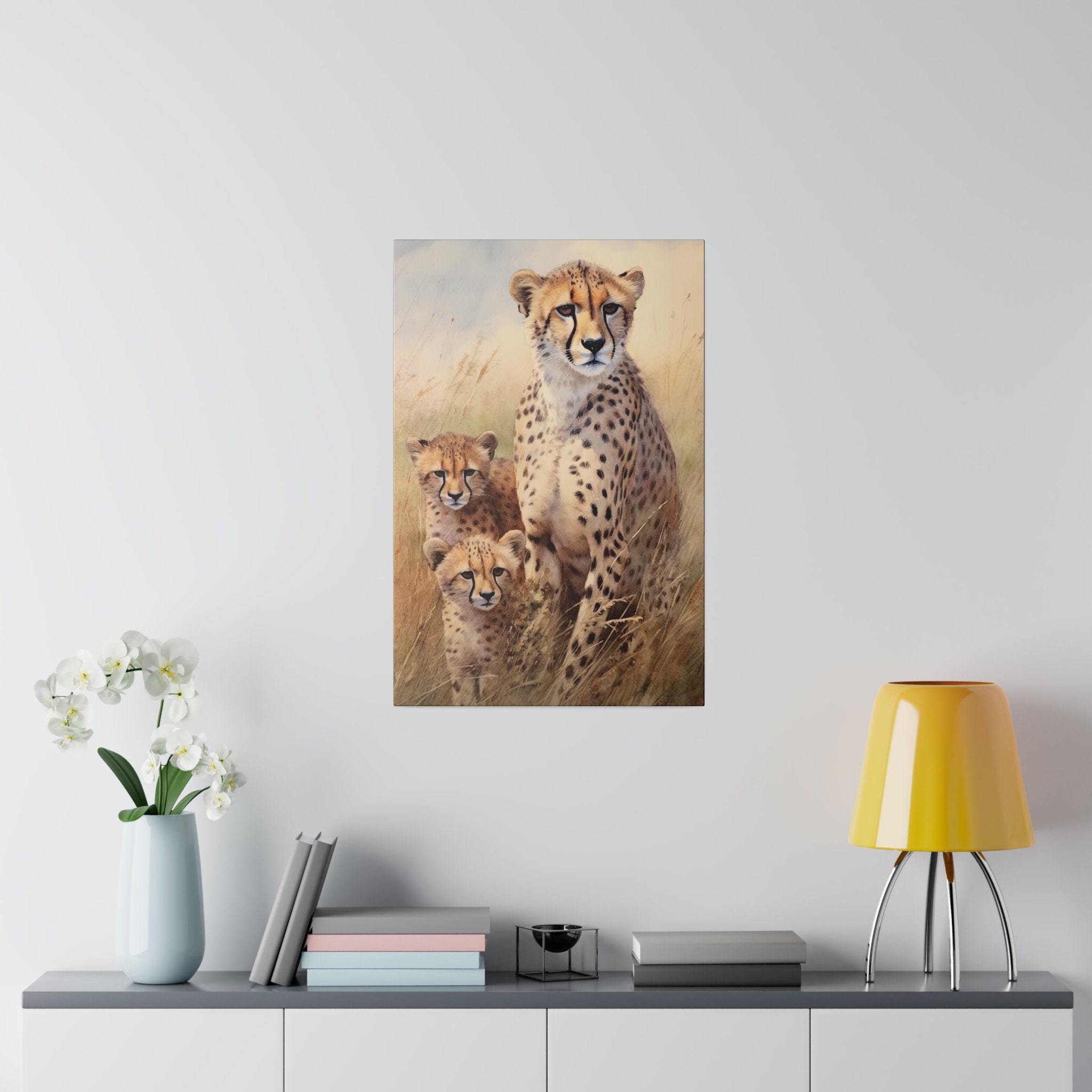 Cheetah Watercolor Canvas Cheetah Wall Art Cheetah Office Art - Etsy