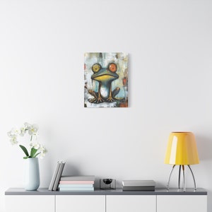 Whimsical Frog Art Print Canvas Frog Wall Art Frog Office Art Canvas ...
