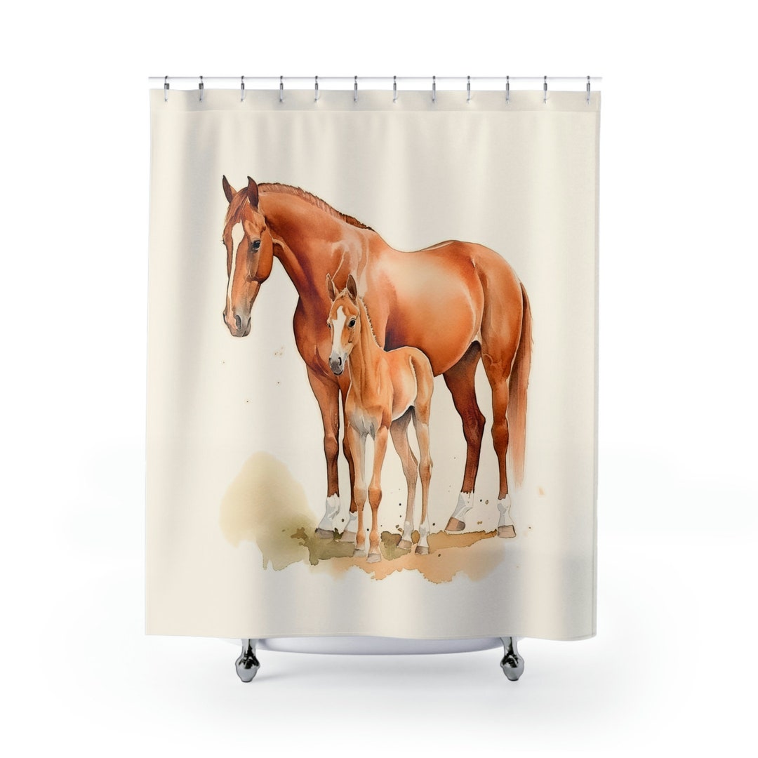 Horse and Colt Shower Curtain Watercolor Horse Shower Curtain Horse ...