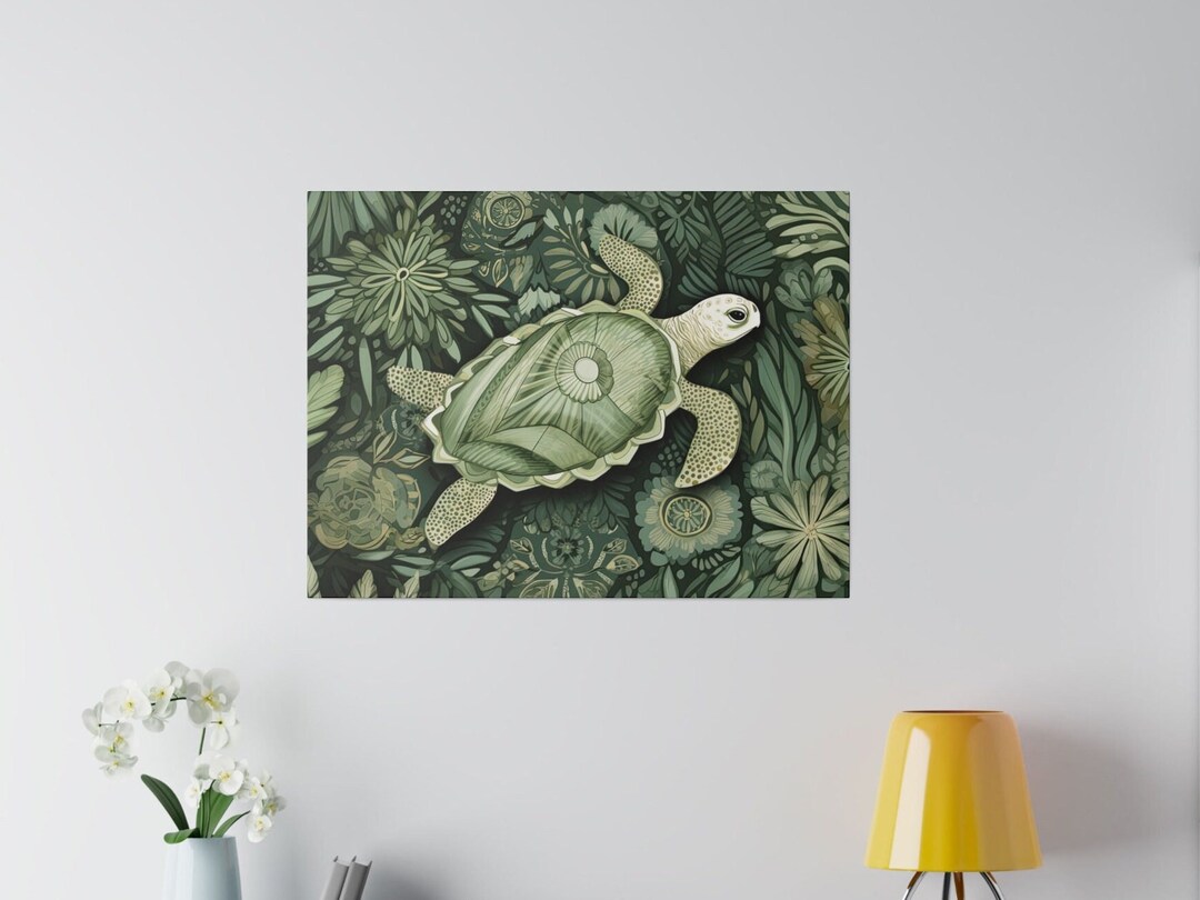 Boho Sea Turtle Wall Art Canvas Sea Turtle Canvas Sea Turtle Beach ...