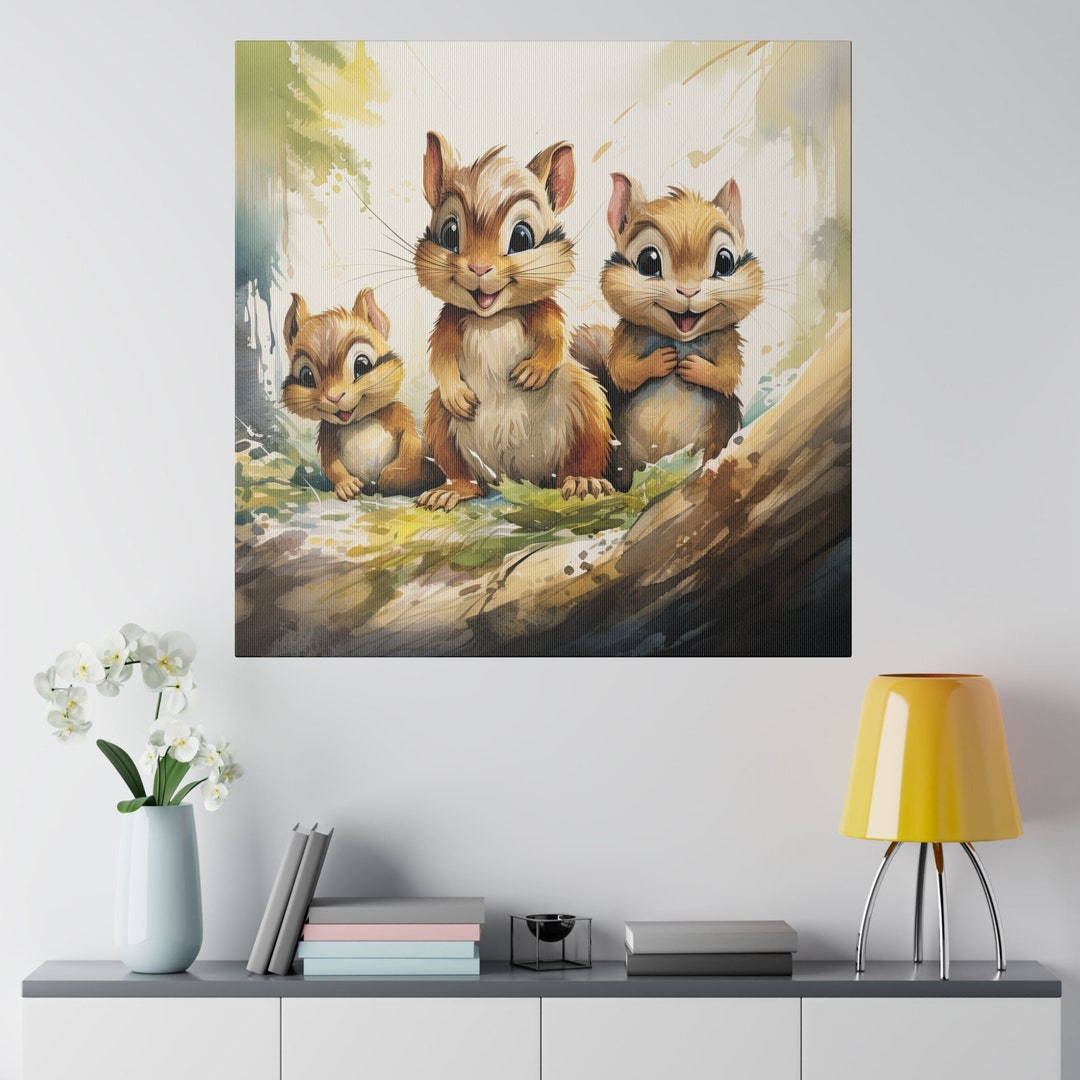 Cute Kids Chipmunk Canvas Chipmunk Wall Art Chipmunk Kids Room Decor ...