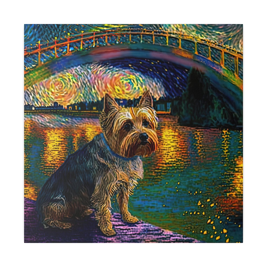 Yorkie Canvas Yorkie Wall Art Yorkie Office Art Canvas Yorkie Home ...