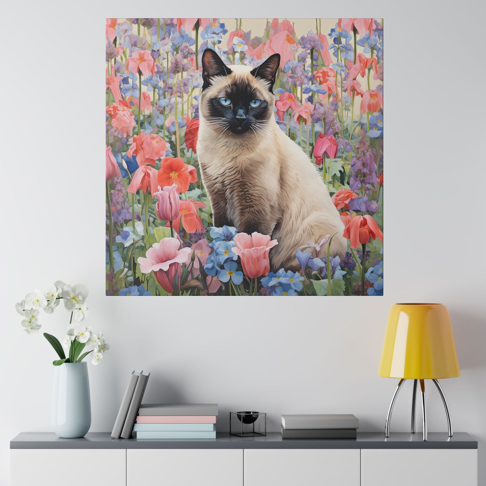 Watercolor Siamese Cat Canvas Siamese Cat Art Siamese Cat Office Art ...