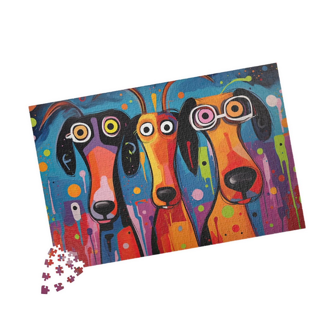 Abstract Dogs Puzzle (110, 252, 500, 1014-piece) Abstract Dog Gift, Dog ...