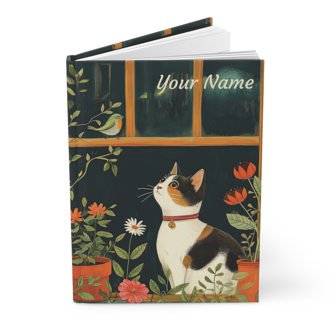 Personalized Bird Watching Calico Cat Journal Notebook Calico Cat Lover ...
