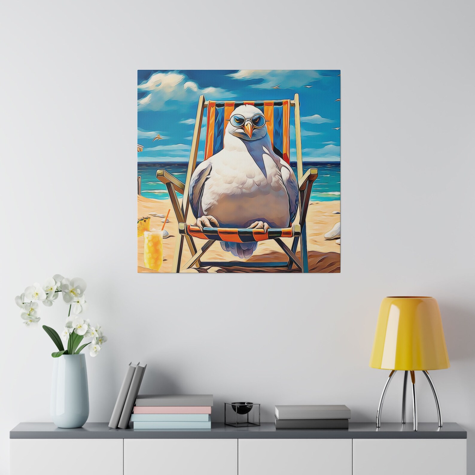 Fun Beach Seagull Canvas Print Seagull Bird Wall Art Seagull Beach ...
