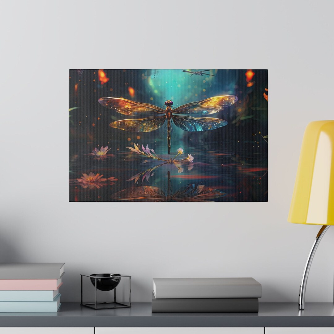 Dragonfly Canvas Dragonfly Wall Art Dragonfly Office Art Canvas Dragonfly Home Decor Wall Art ...