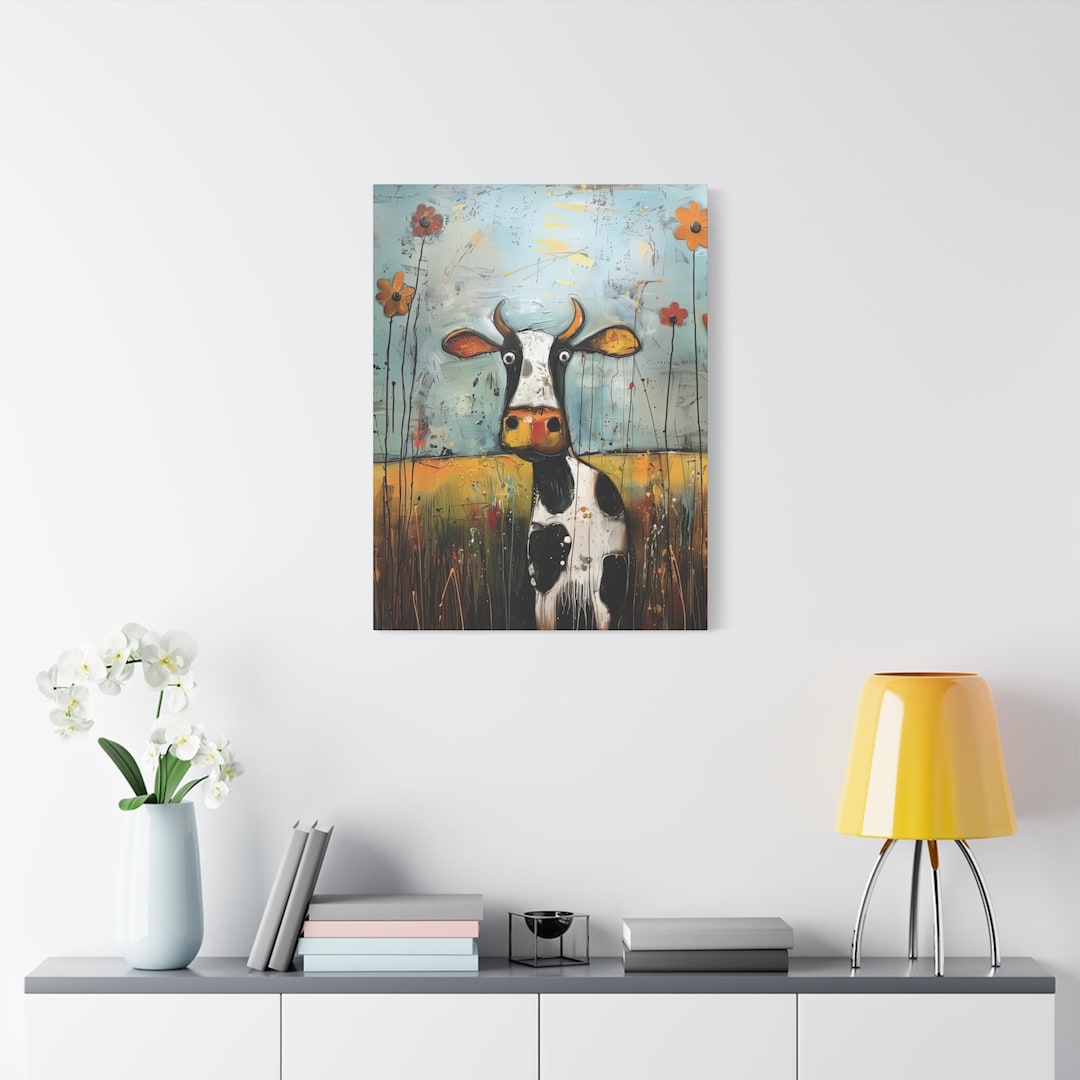 Whimsical Cow Wall Art Canvas Print, Stretched, 1.25" Cow Art Surreal ...