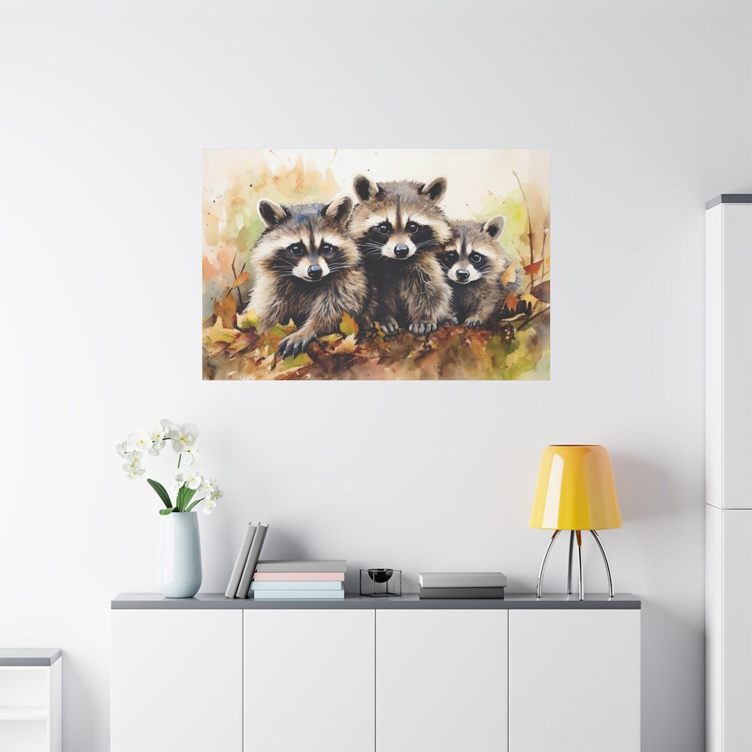 Raccoon Watercolor Canvas Raccoon Wall Art Watercolor Raccoon Art ...