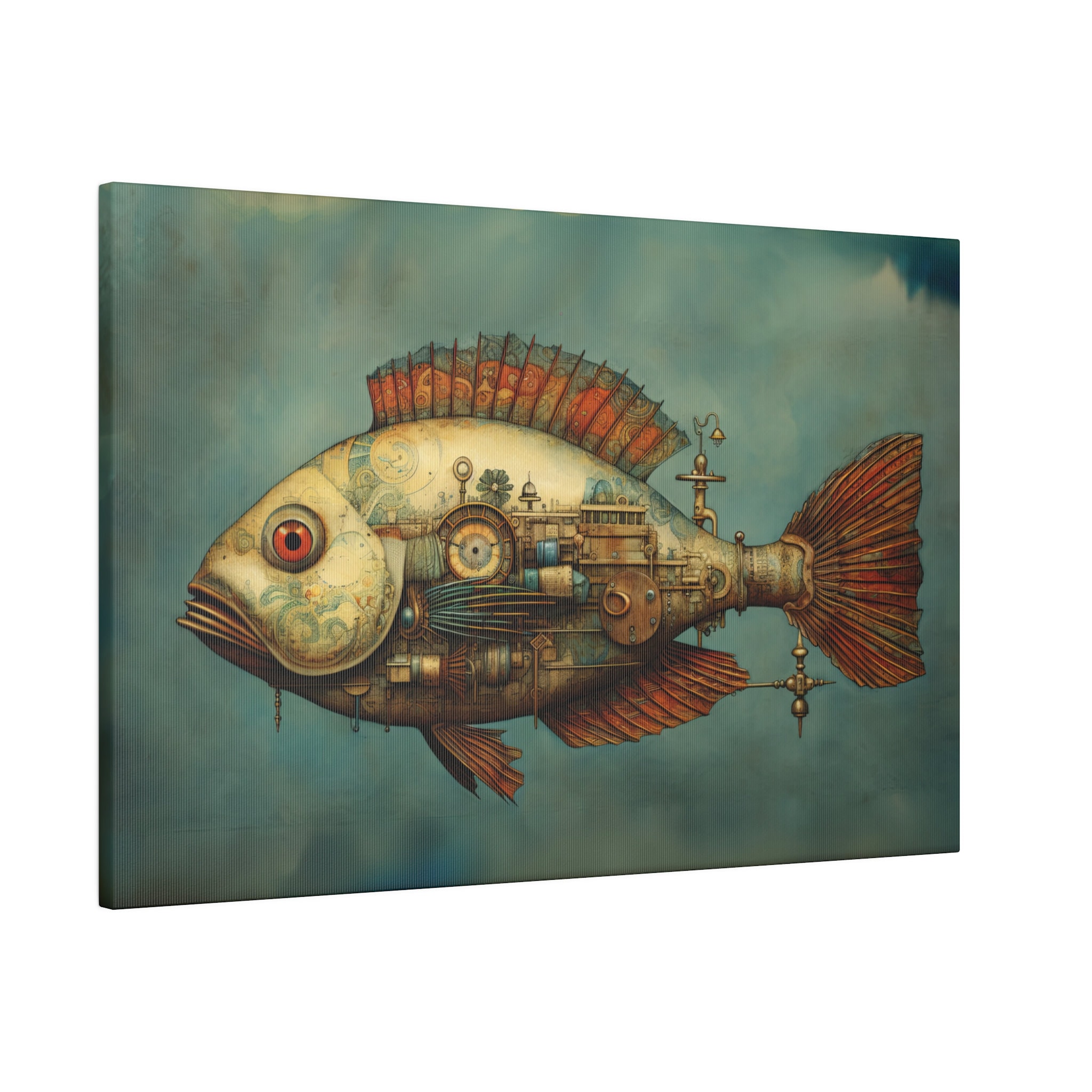 Fish Canvas Steampunk Fish Wall Art Fish Office Art Canvas - Etsy