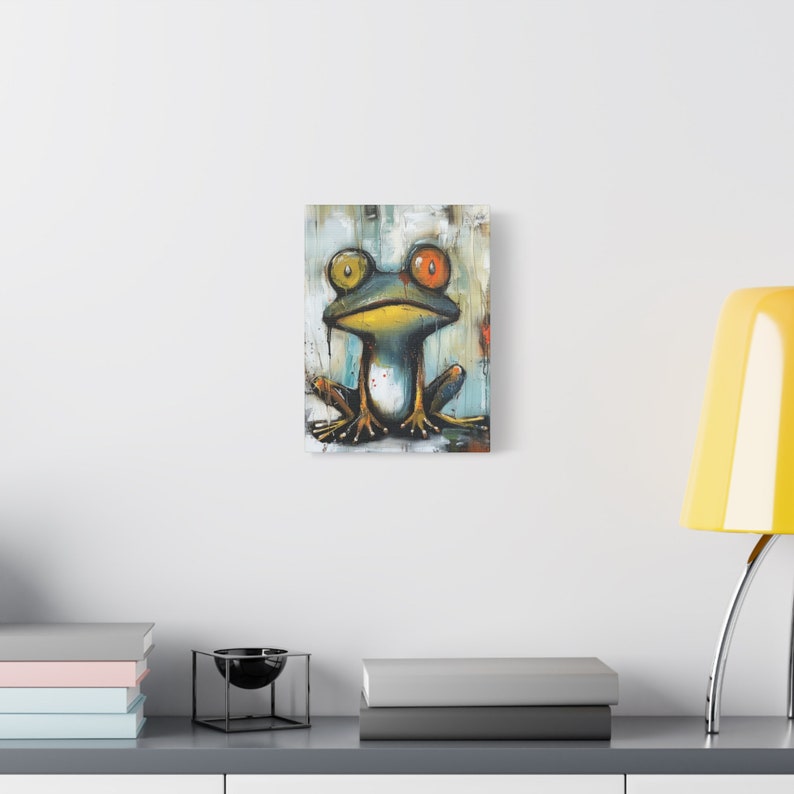 Whimsical Frog Art Print Canvas Frog Wall Art Frog Office Art Canvas ...