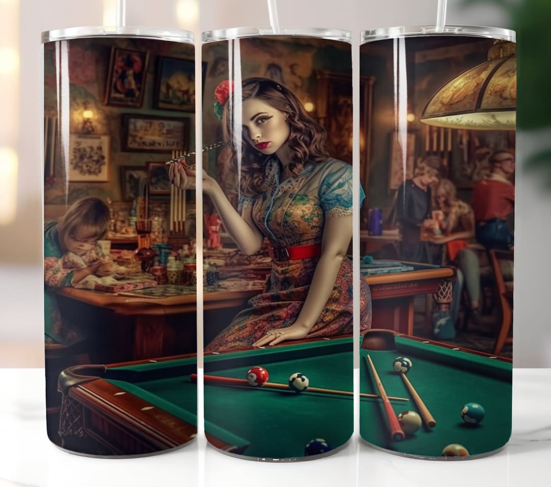 Billiard, Pool Balls, 8 Ball, Women Playing Pool, Retro Lady Playing ...