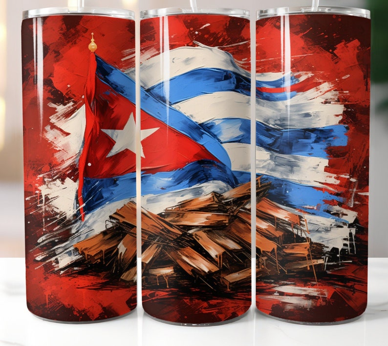 Cuba Tumbler Wrap PNG, Cuba Flag 20 Oz Skinny Tumbler Sublimation ...