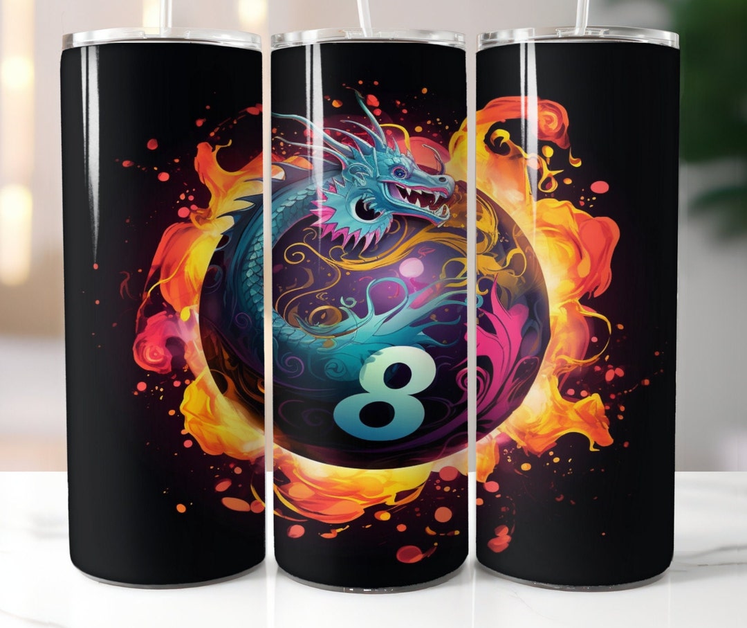 Flaming 8 Ball20 Oz Skinny Tumbler Sublimation Design, Inferno 8 Ball ...