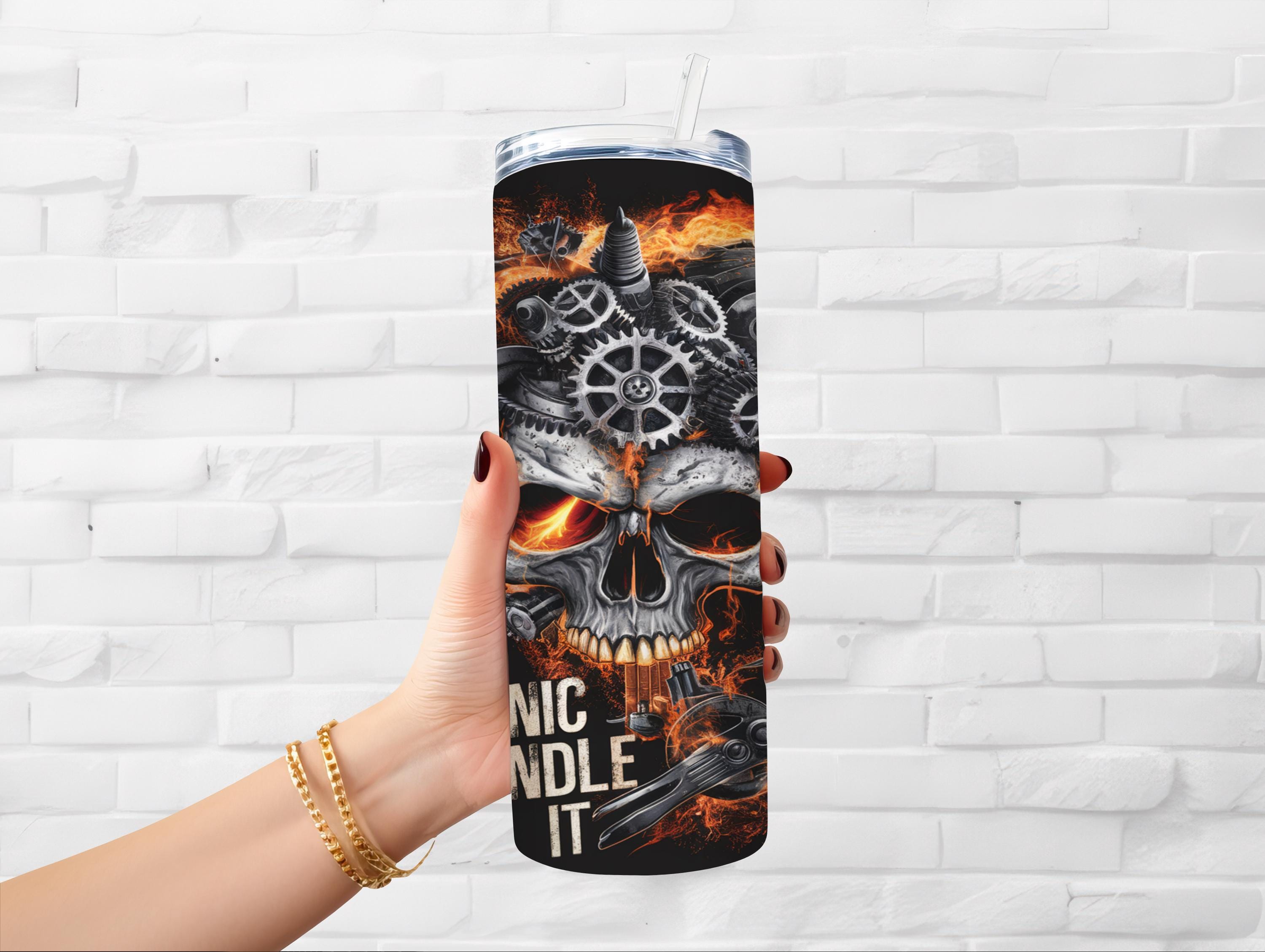 Mechanic Skull Tumbler Sublimation Design: Automotive Toolbox (PNG ...