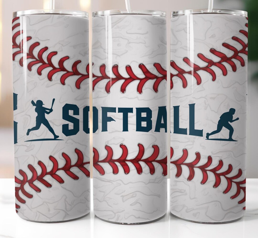 Softball 20oz Skinny Tumbler Wrap Template PNG Digital Download 20oz ...