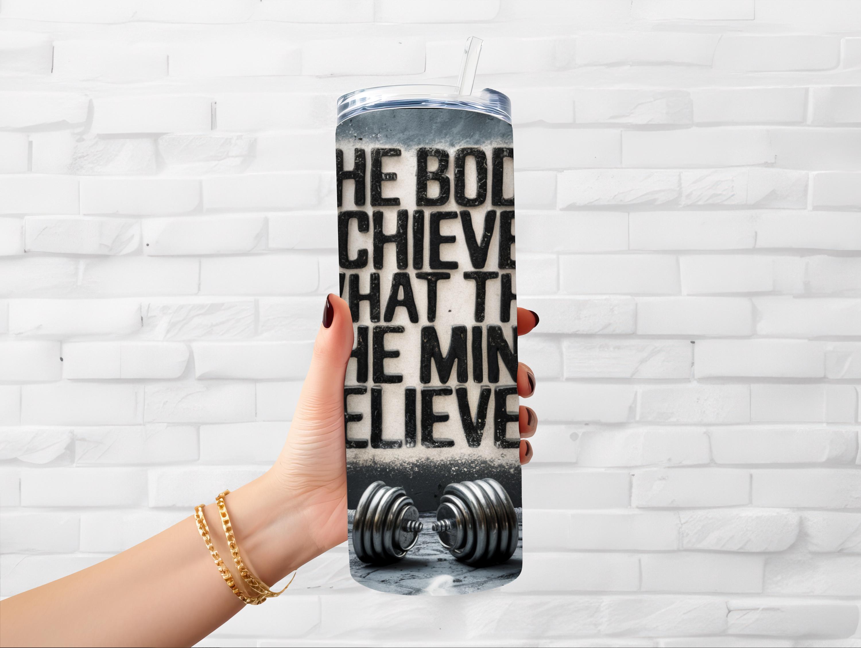 Motivational Gym Tumbler Wrap: 20oz Skinny Sublimation Design (PNG ...