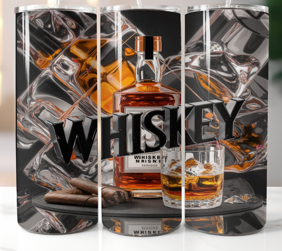 Whiskey & Cigars 20oz Skinny Tumbler PNG Sublimation Design Download 20 ...