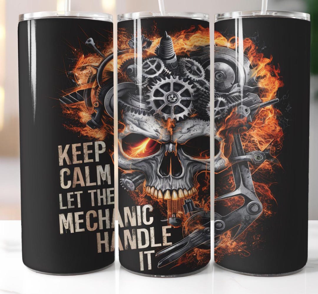 Mechanic Skull Tumbler Sublimation Design: Automotive Toolbox (PNG ...