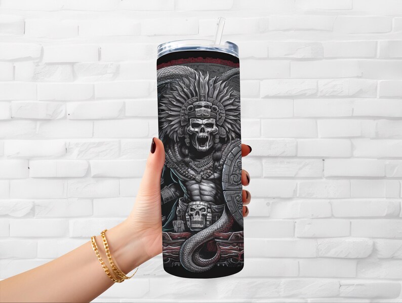 Aztec Warrior Tumbler Template: Mexican Sublimation Design (20oz Skinny ...