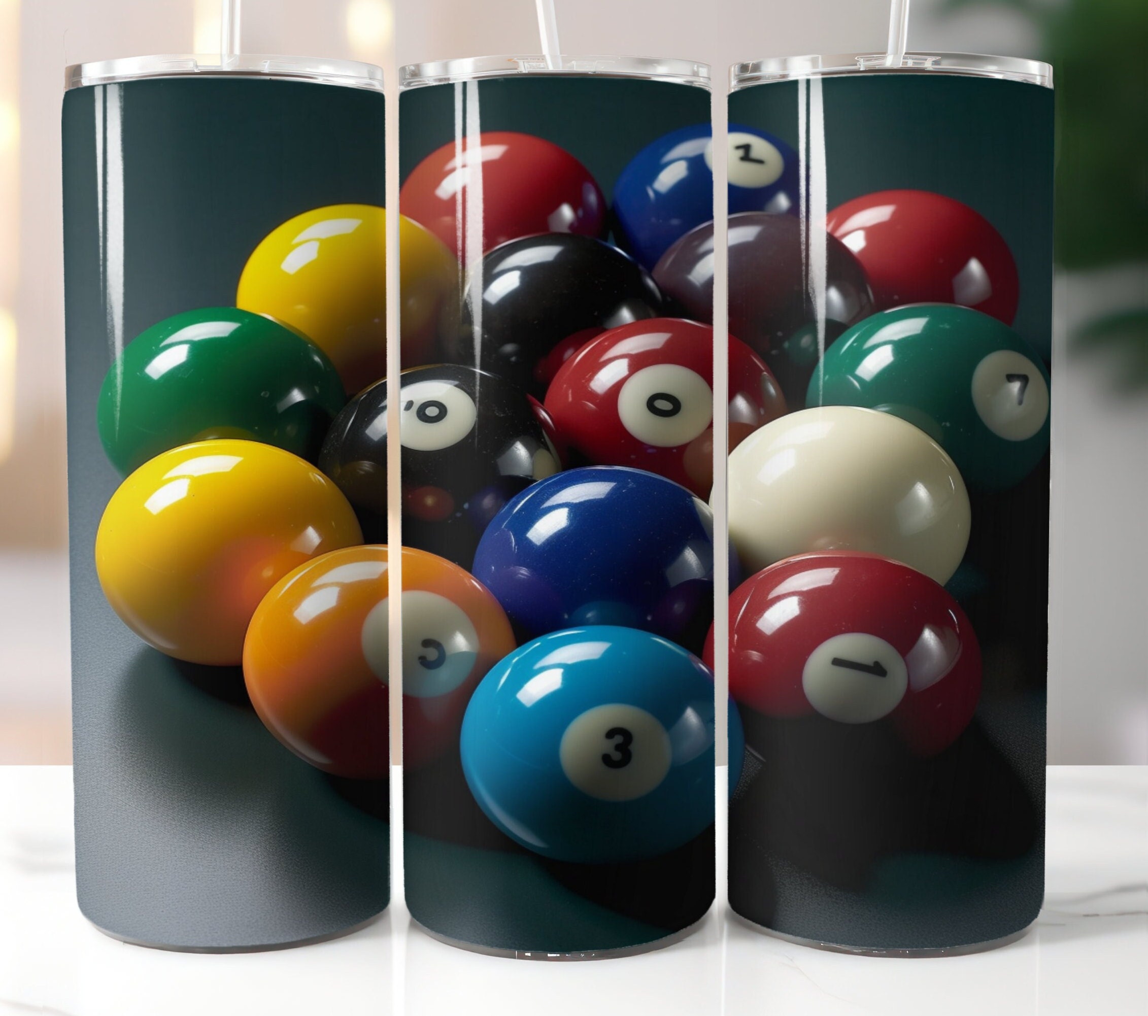 Billiard, Pool Balls, 8 Ball, Ready to Press, Sublimation 20oz STRAIGHT ...