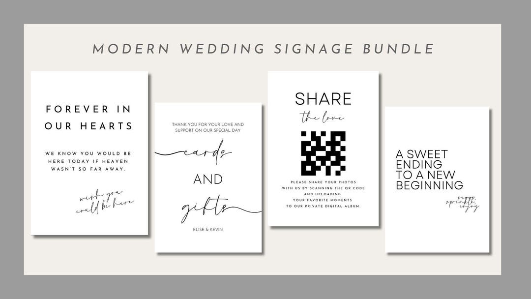 Modern Wedding Table Signage Bundle - Etsy