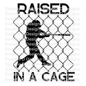 Funny Baseball Png, Raised in a Cage Png, Baseball Sublimation Design ...