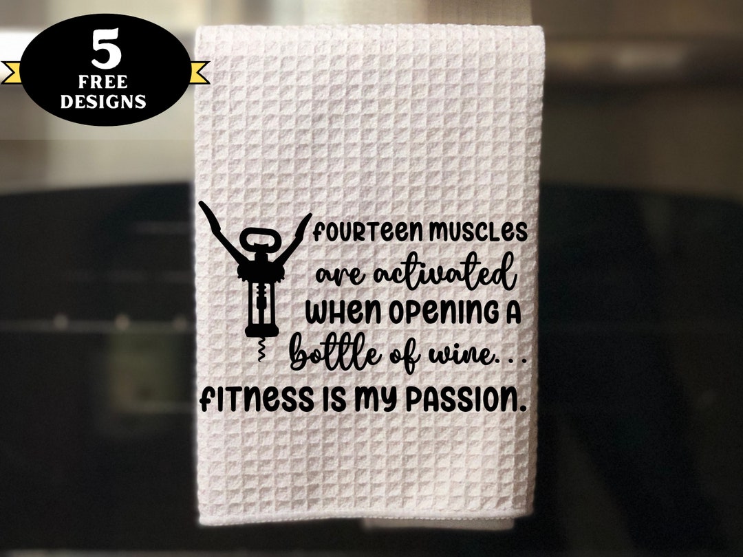 Funny Kitchen Towel Png, Fourteen Muscles Wine Towel Png, Funny Wine ...