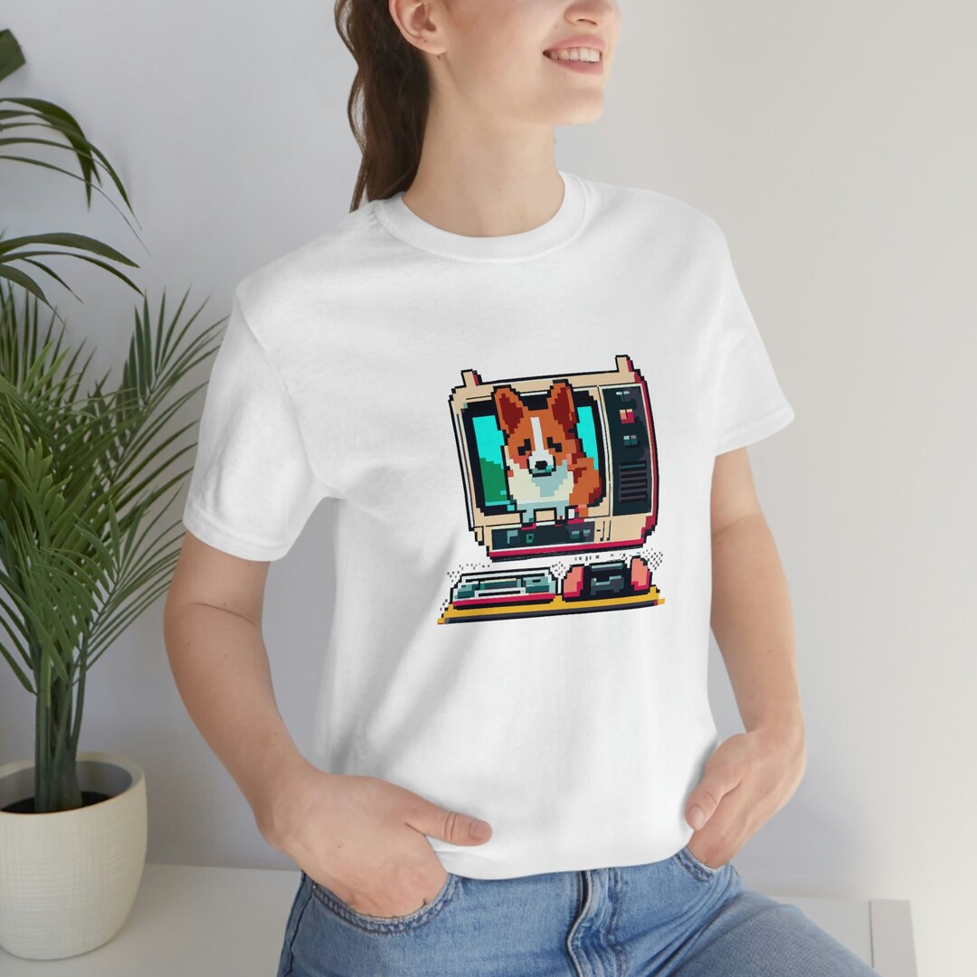 Corgi Retro Shirt, Pixel Art, Gift for Corgi Lover, Dog Owner Shirt ...