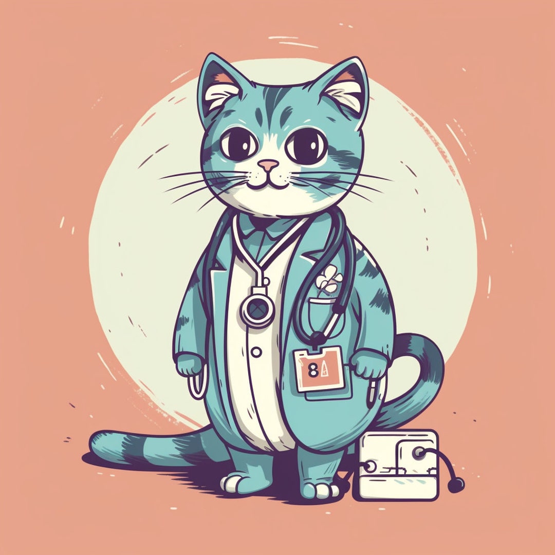 Cat Doctor Instant Download Digital Art Printable Download Wall Art ...
