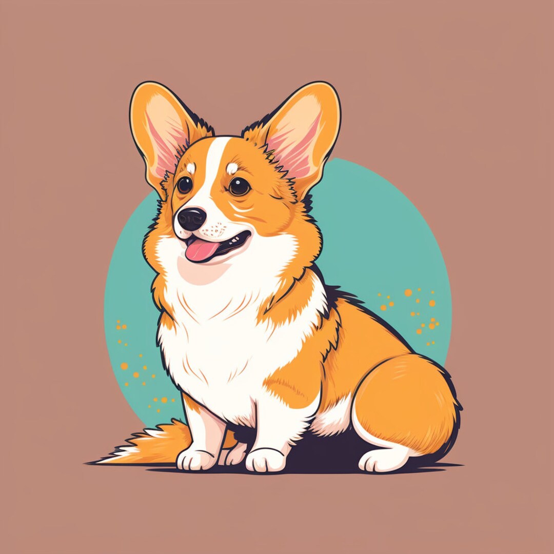 Cute Corgi Dog Instant Download Digital Art Printable Download Wall Art ...
