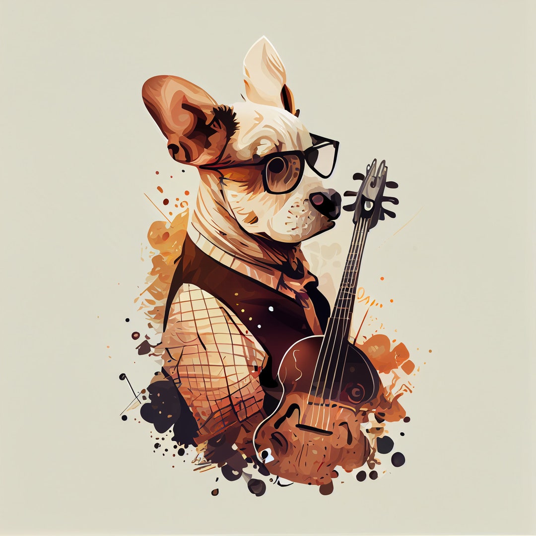 Musician Dog Instant Download Digital Art Printable Download Wall Art ...