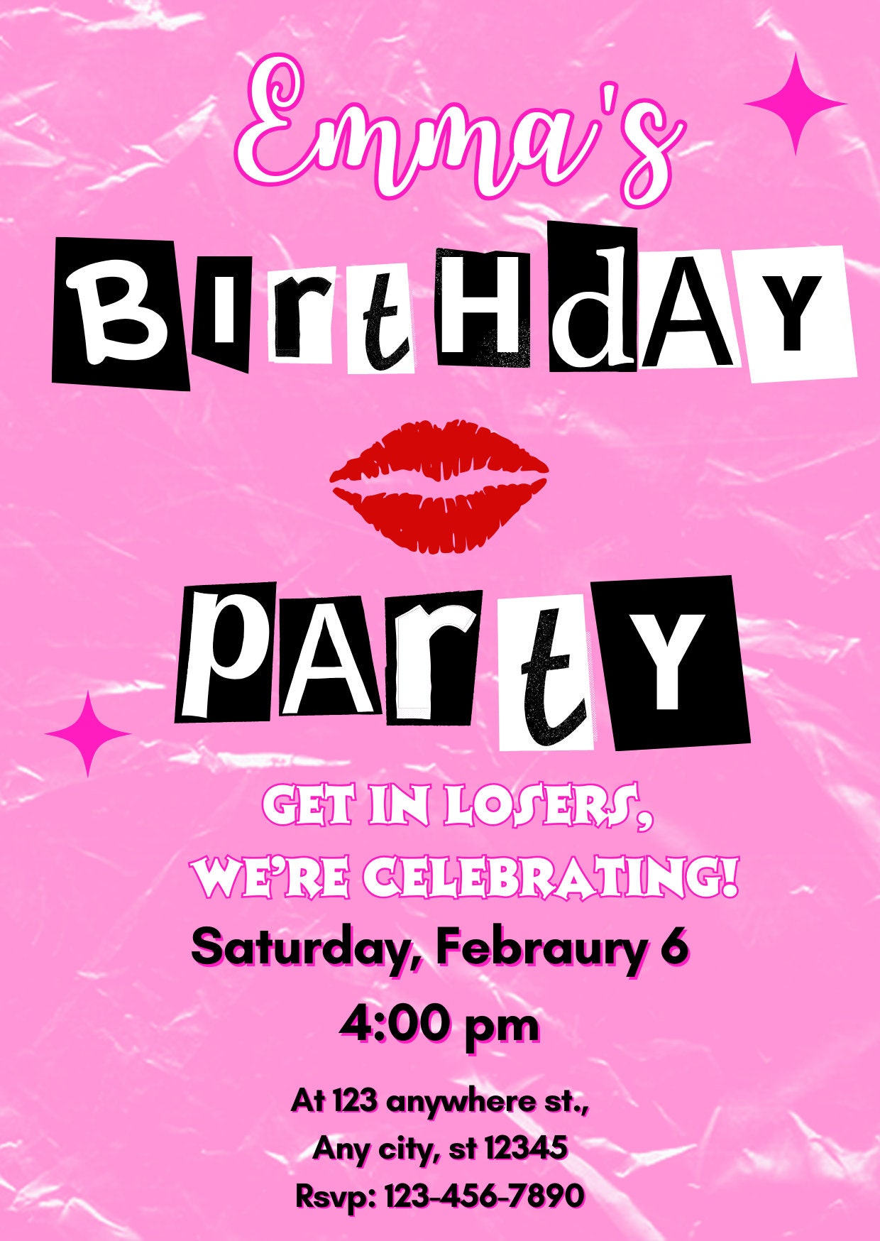 Editable Mean Girls Themed Invitation, Burn Book Invitation, Editable ...