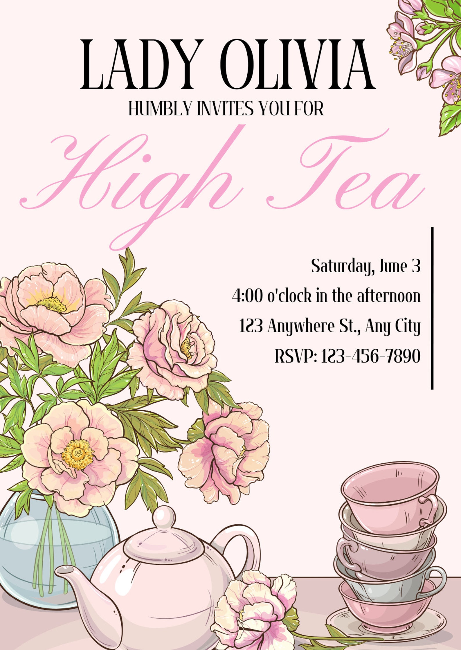 Editable Bridgerton Themed Invitation, High Tea, Regency Era Invitation ...