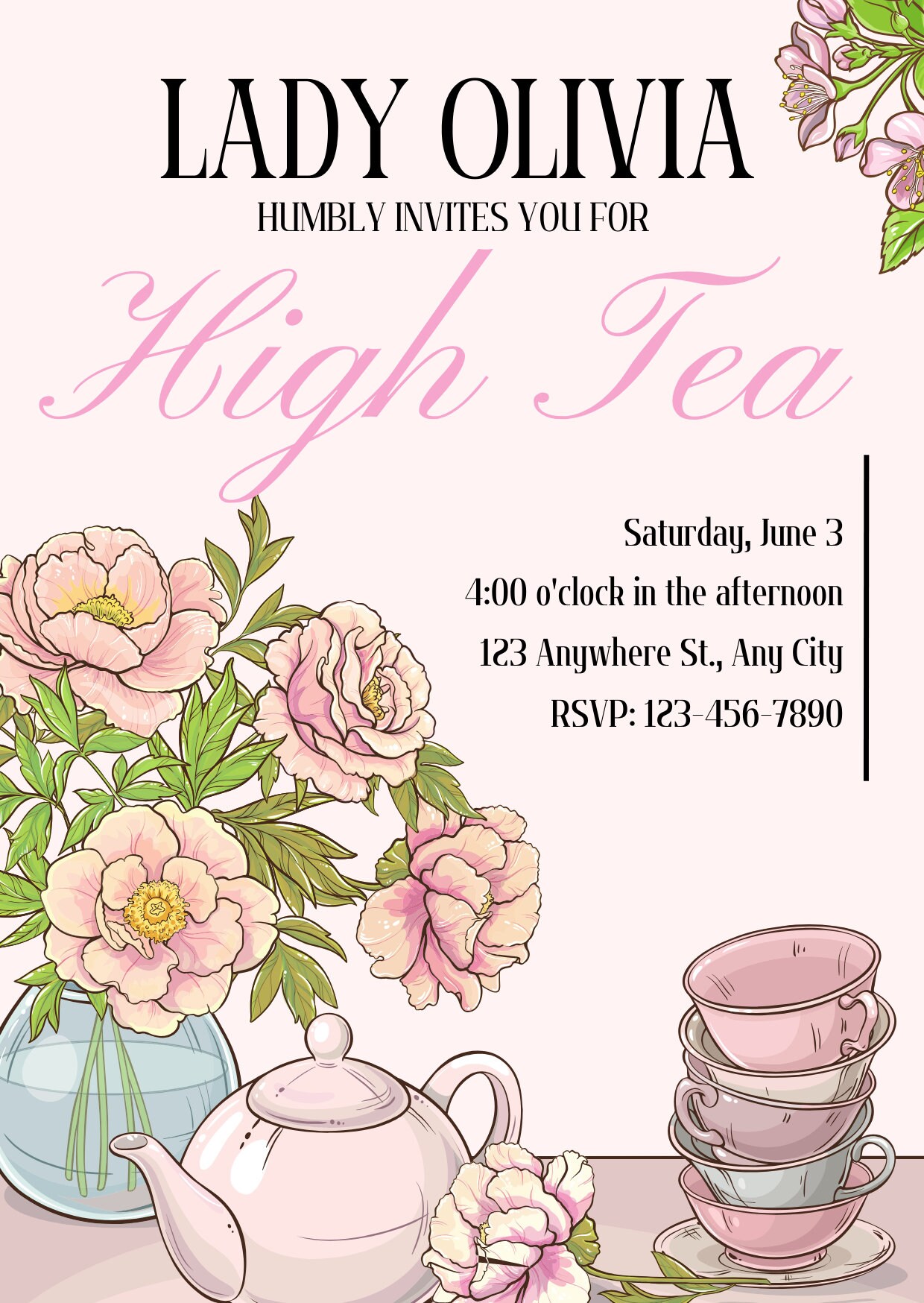 Editable Bridgerton Themed Invitation, High Tea, Regency Era Invitation ...
