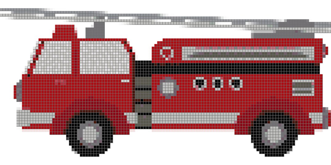 Firetruck Cross Stitch Pattern Download Digital Pdf Nursery Boys Lovely ...