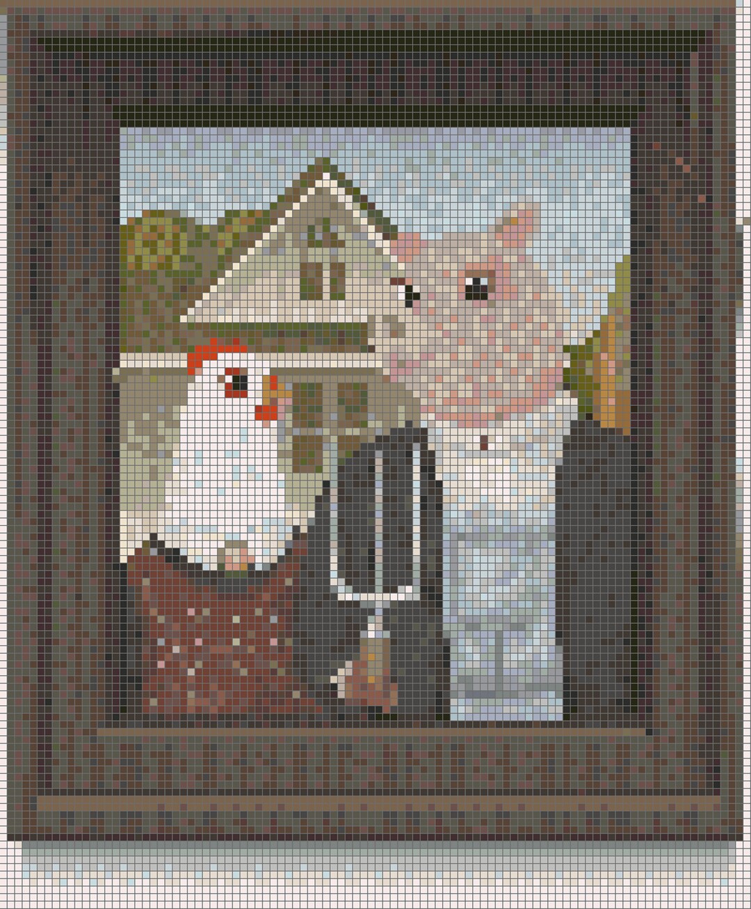 American Gothic as Hen and Pig - Etsy