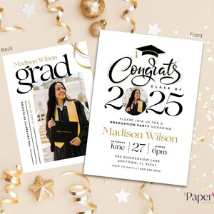Class of 2025 Graduation Announcement Canva Template | Grad Party ...