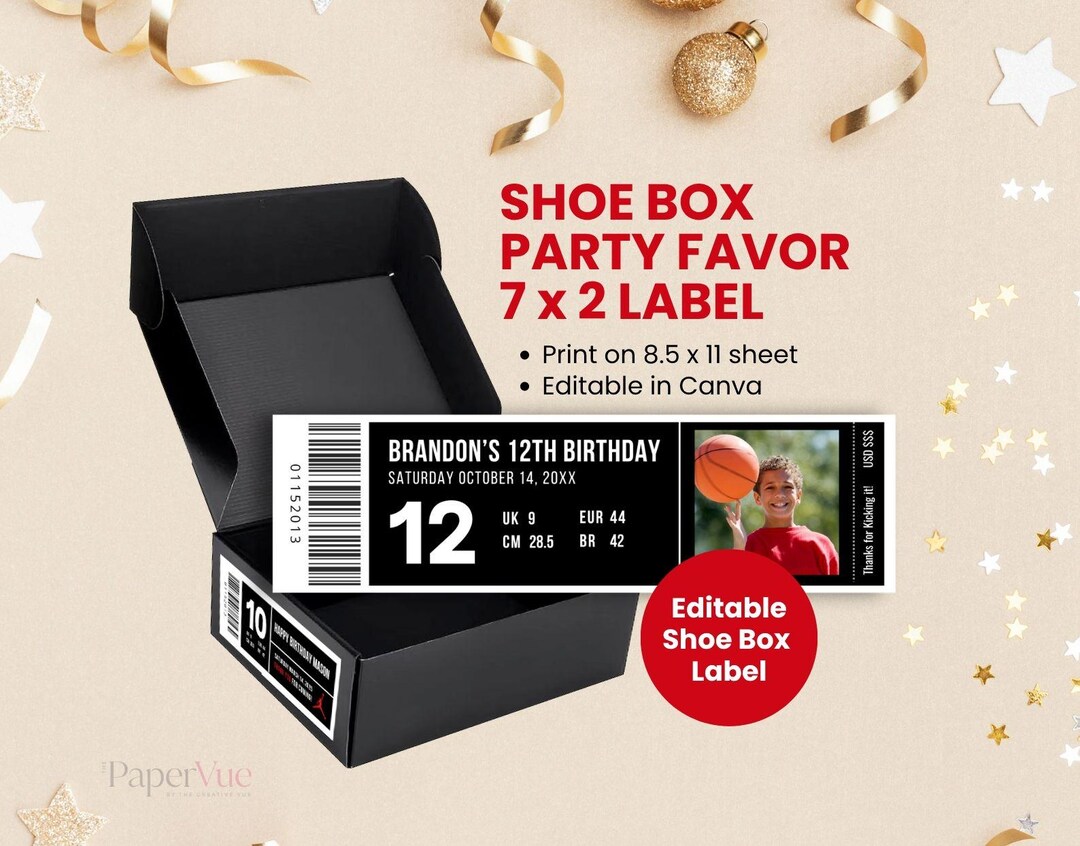 Shoe Box Label Template, 7x2 Inches, Sneaker Box Label Basketball ...
