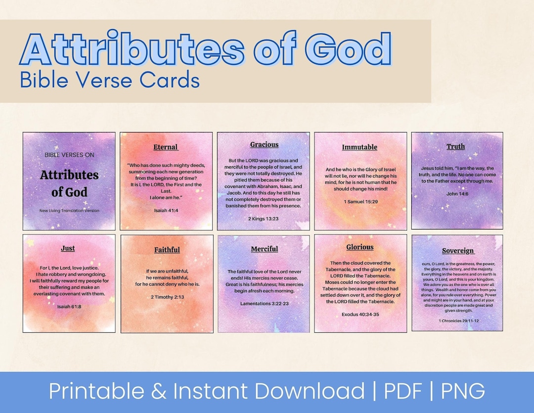 Attributes of God Bible Verse Cards, Biblical Affirmations in Your ...