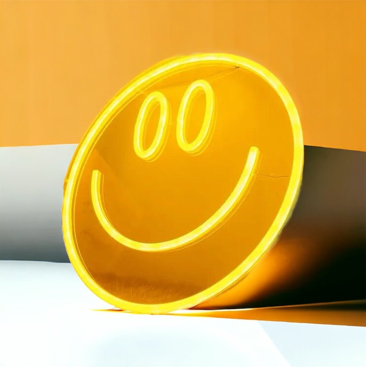 Smiley Face Neon Light, Yellow LED Smiley Face, Home Decor, Room Decor ...