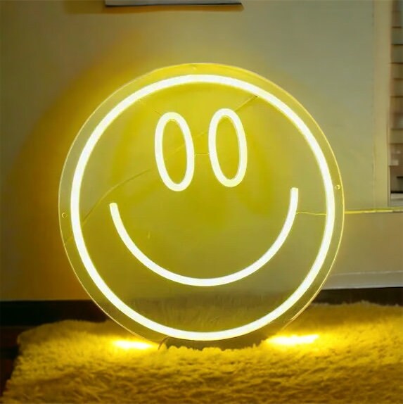 Smiley Face Neon Light, Yellow LED Smiley Face, Home Decor, Room Decor ...