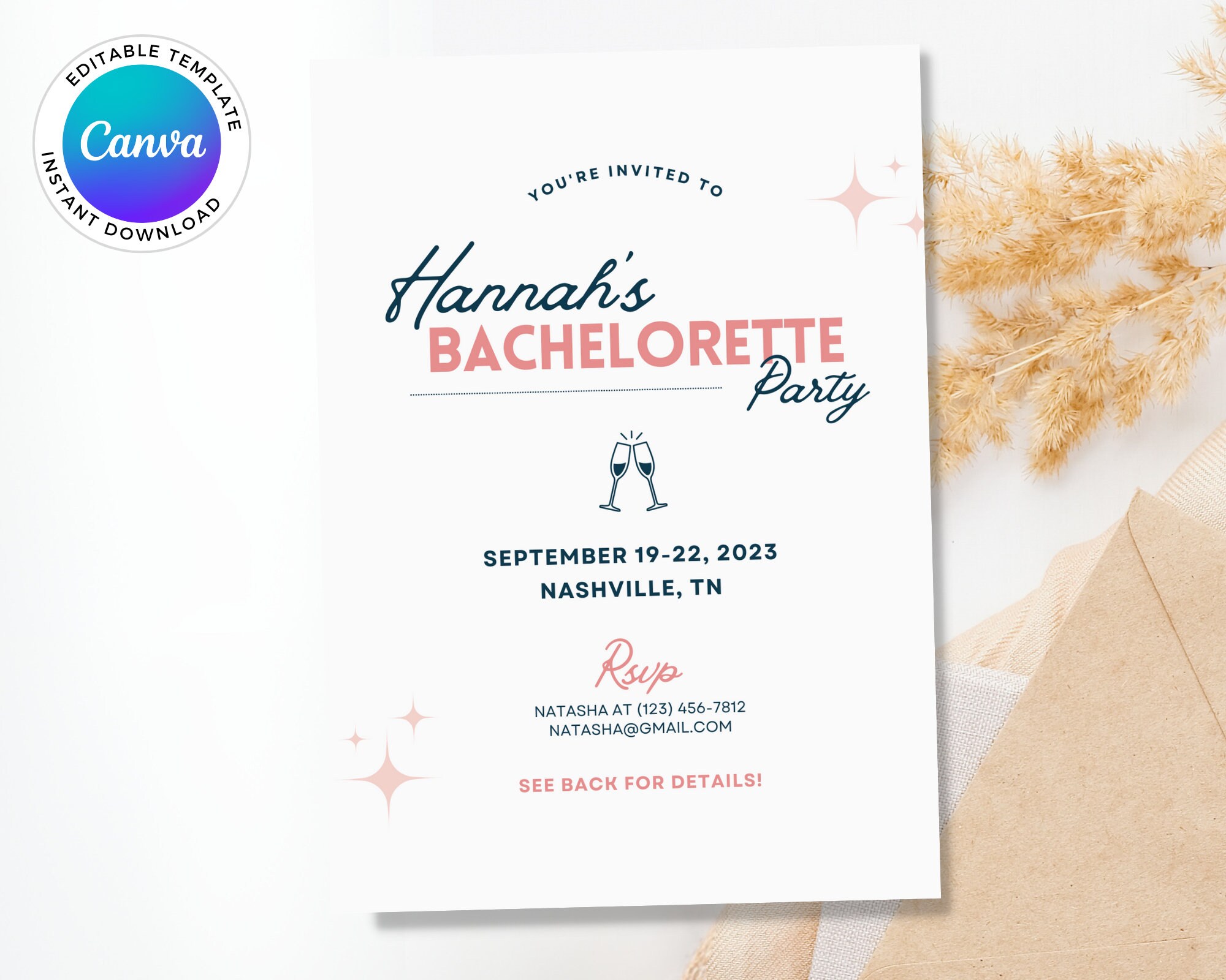 Editable Bachelorette Party Invitation and Itinerary Template | Modern ...